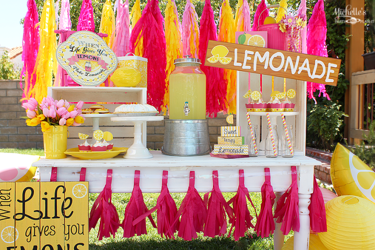 Yellow & Pink Lemonade Themed Party Idea